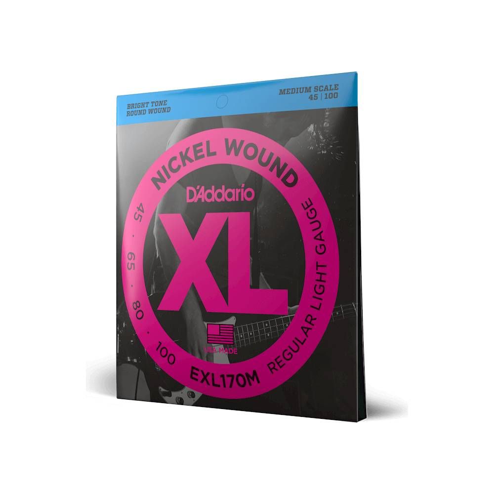 Комплект струн для бас-гитары D'ADDARIO EXL170M, 45-100