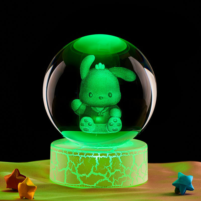 6 см 3D кристаллический шар-ночник с цветным светодиодом, треснувшей подставкой, вилкой - Пачагу Креатив
