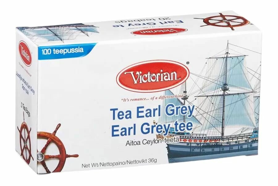 Черный чай VICTORIAN EARL GRAY 100 пакетиков.