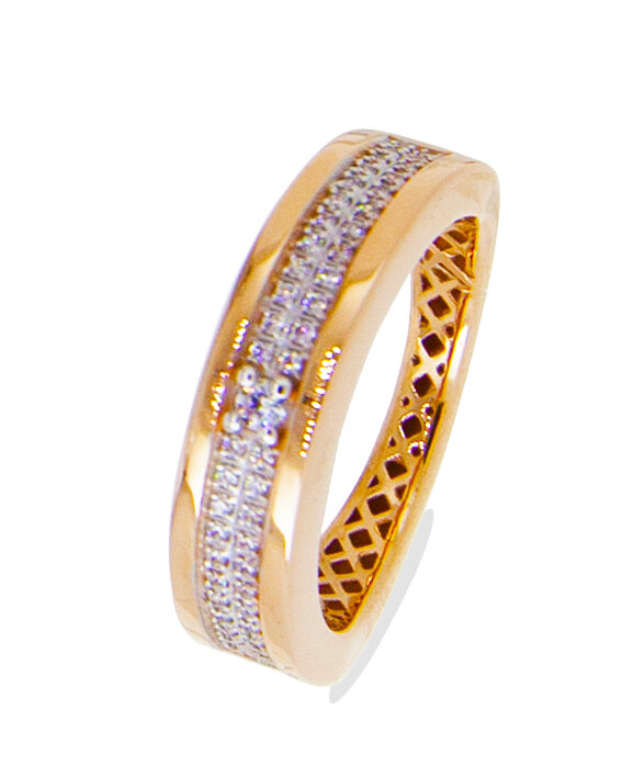 Кольцо на фалангу, красное золото, 585 проба, родирование, фианит