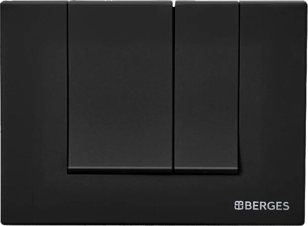 Кнопка смыва для унитаза Berges Novum S5 черная, матовая, кнопка для инсталляции, двойной смыв
