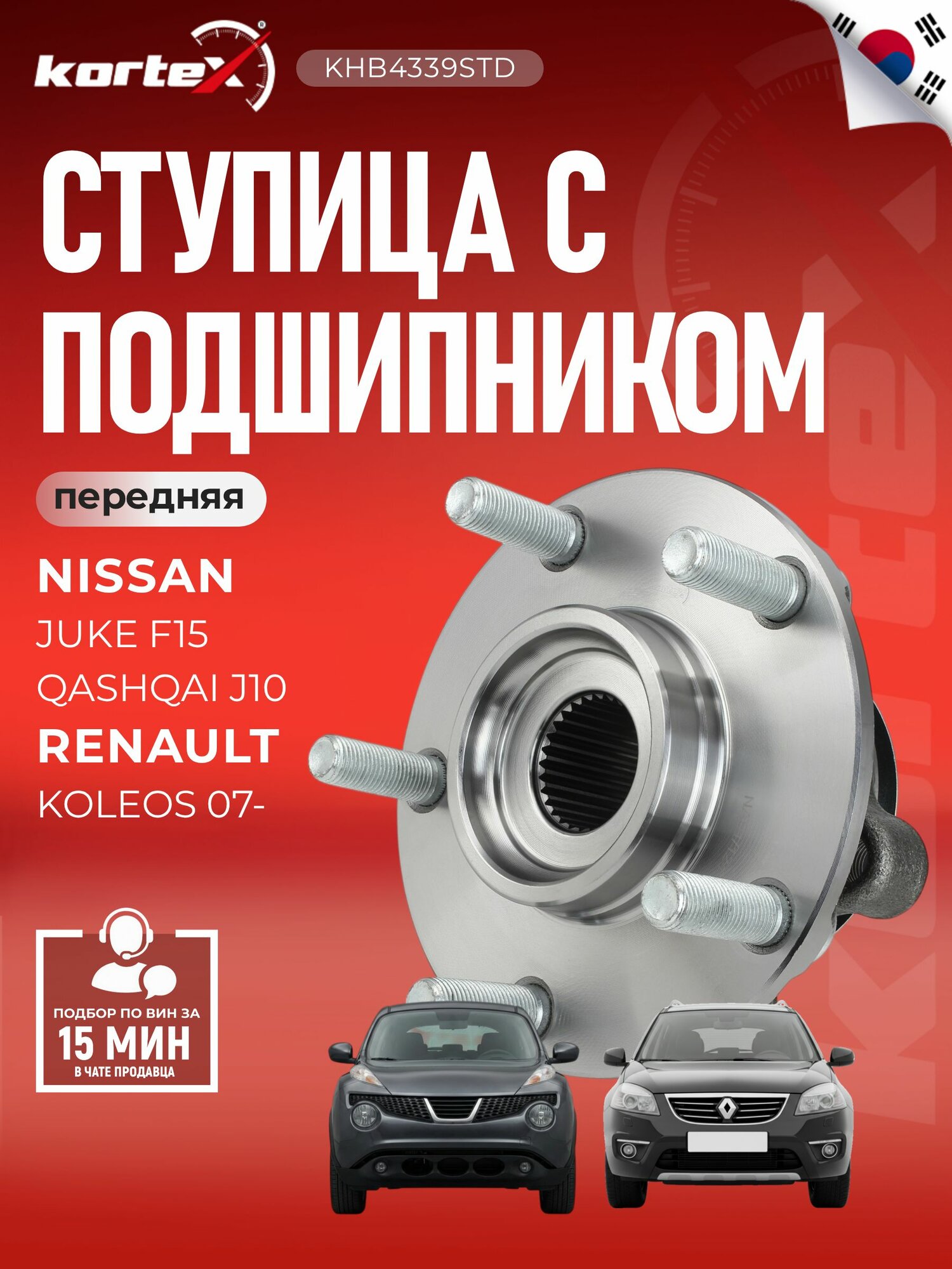 Ступица (левая/правая передняя) Nissan Ниссан Juke жук Leaf Qashqai Кашкай X-Trail Икстрейл Renault Рено Koleos VKBA6996 40202JG01B 40202JG01A 40202JG000 402023US0A 402022560R