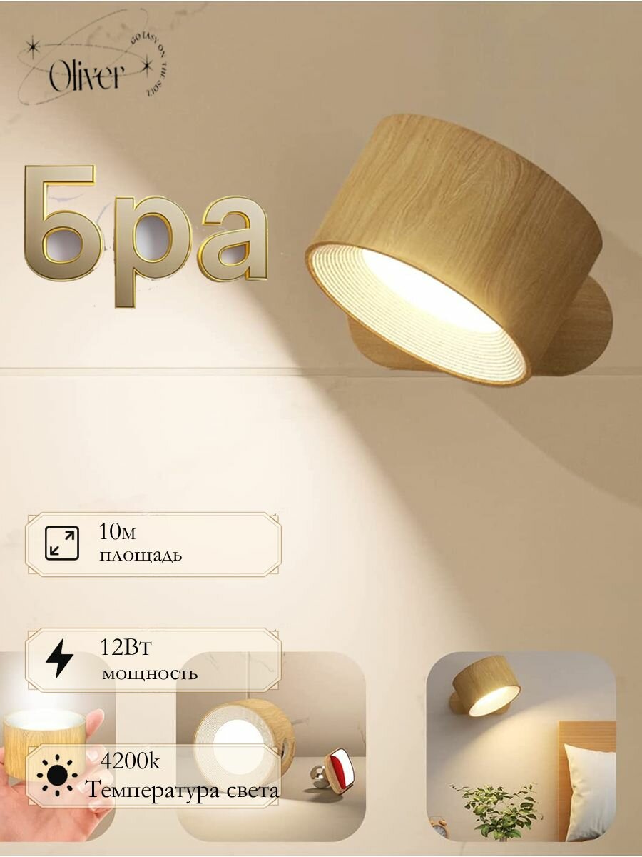 360-градусный вращающийся магнитный светильник для шкафа LED прикроватная лампа с зарядкой портативная сенсорная регулировка ночник