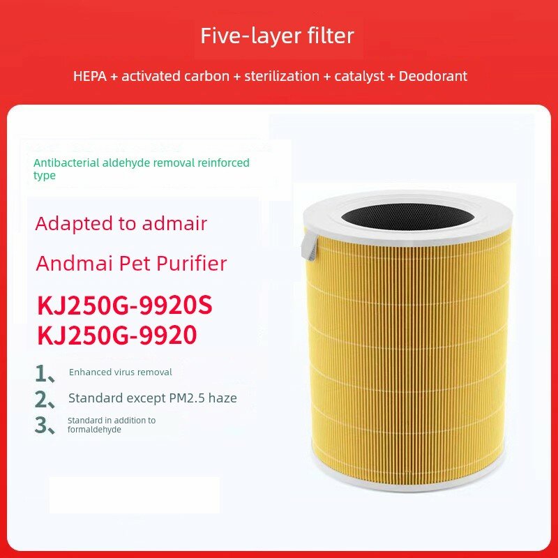 Подходит для фильтрующего элемента очистителя воздуха Andre Pet KJ250G-9920S/9933 фильтра KJ360G-PE Антибактериальный и
