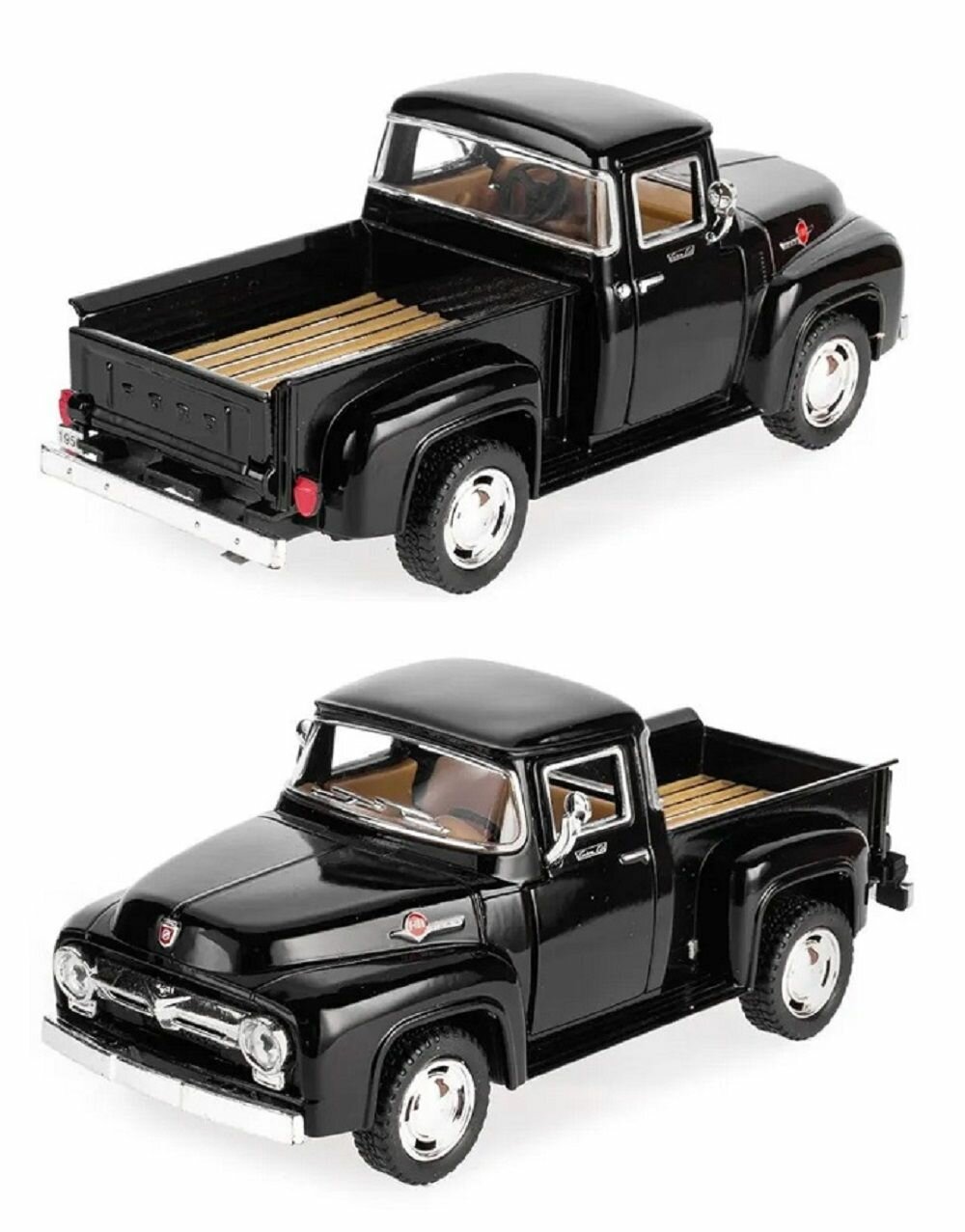 Модель машины Kinsmart "Ford F-100 Pickup 1956", масштаб 1:38, черная, инерционная