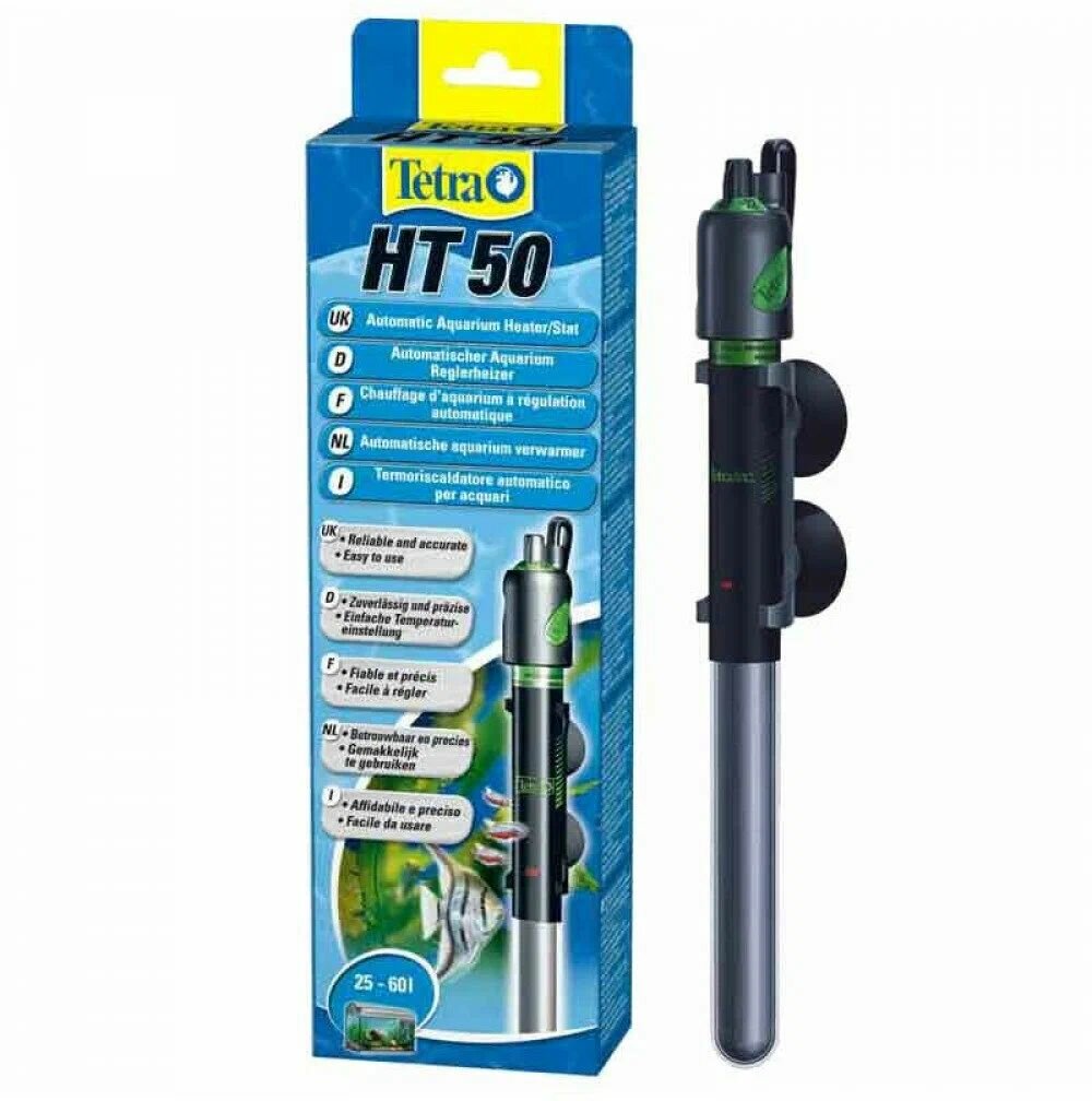 Нагреватель для аквариума Tetra HT50 50 Вт с терморегулятором для аквариумов 25-60 л, Германия