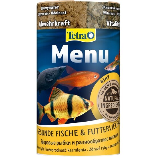 Корм для всех видов рыб Tetra Menu из 4-х разных видов хлопьев 250 мл