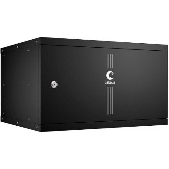 Шкаф телекоммуникационный настенный Cabeus 19" 6U, WSC-05D-6U55/45m-BK серия LIGHT разборный, дверь металл, цвет черный