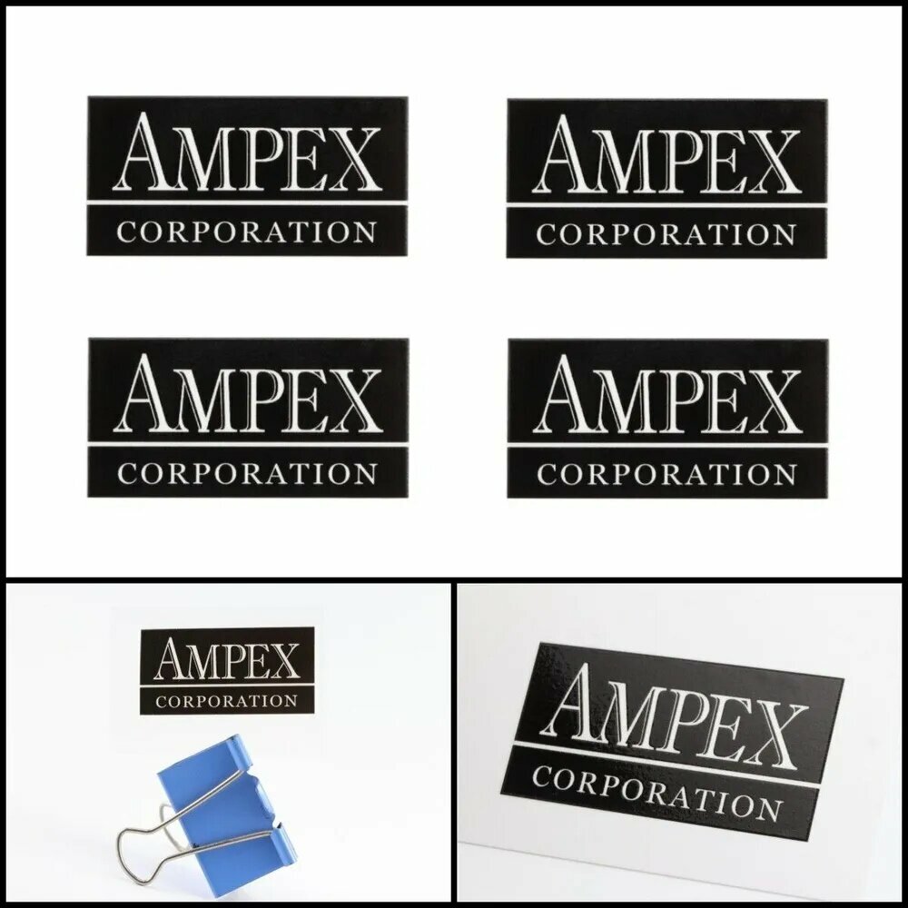 Эмблема-налейка с логотипом AMPEX CORPORATION водонепроницаемая 50ммх25мм