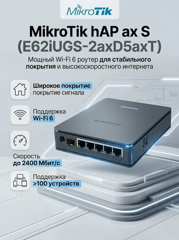 WiFi роутер MikroTik hAP ax S (E62iUGS-2axD5axT)