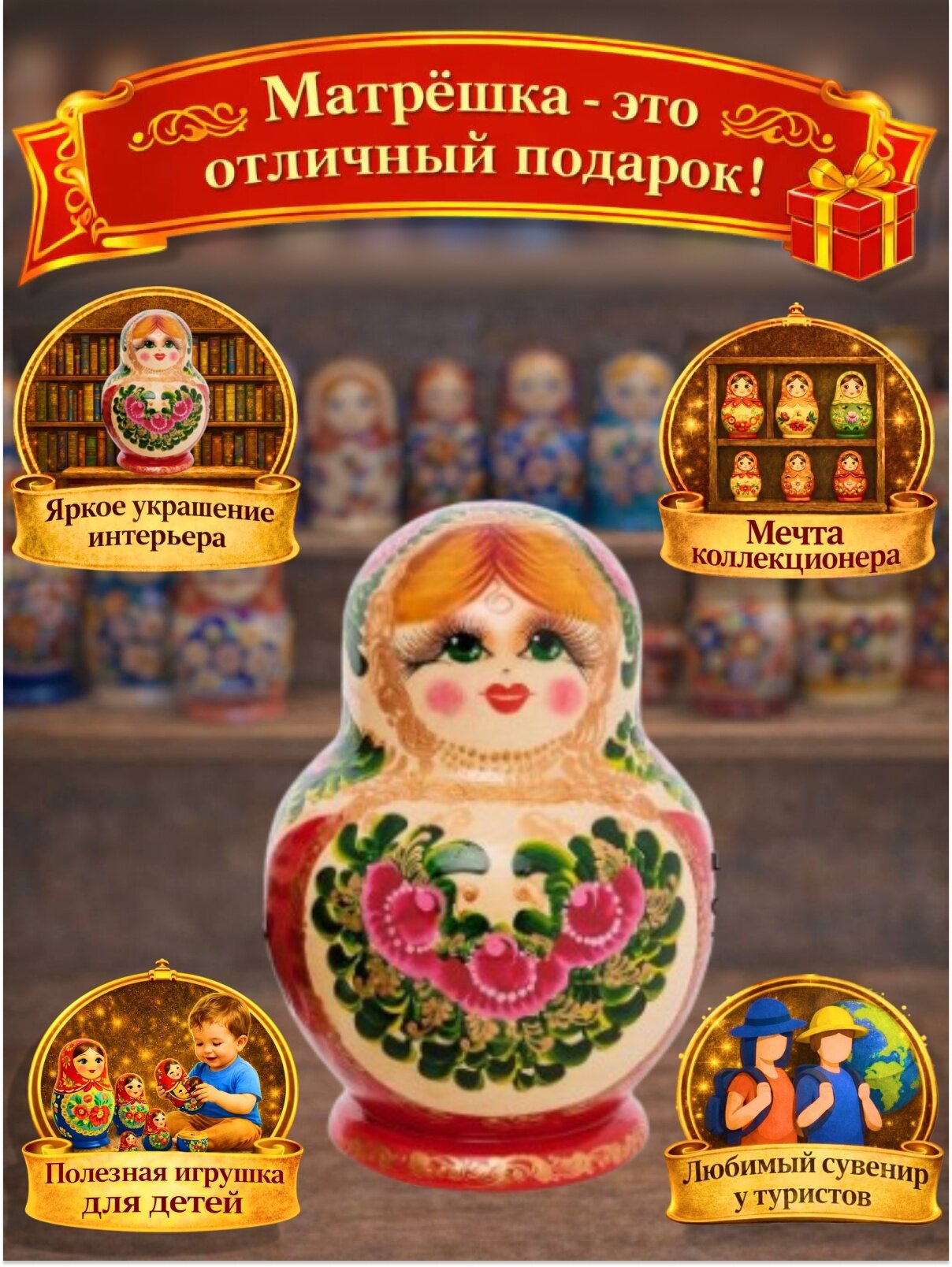Матрешка Розовые узоры — фото 1
