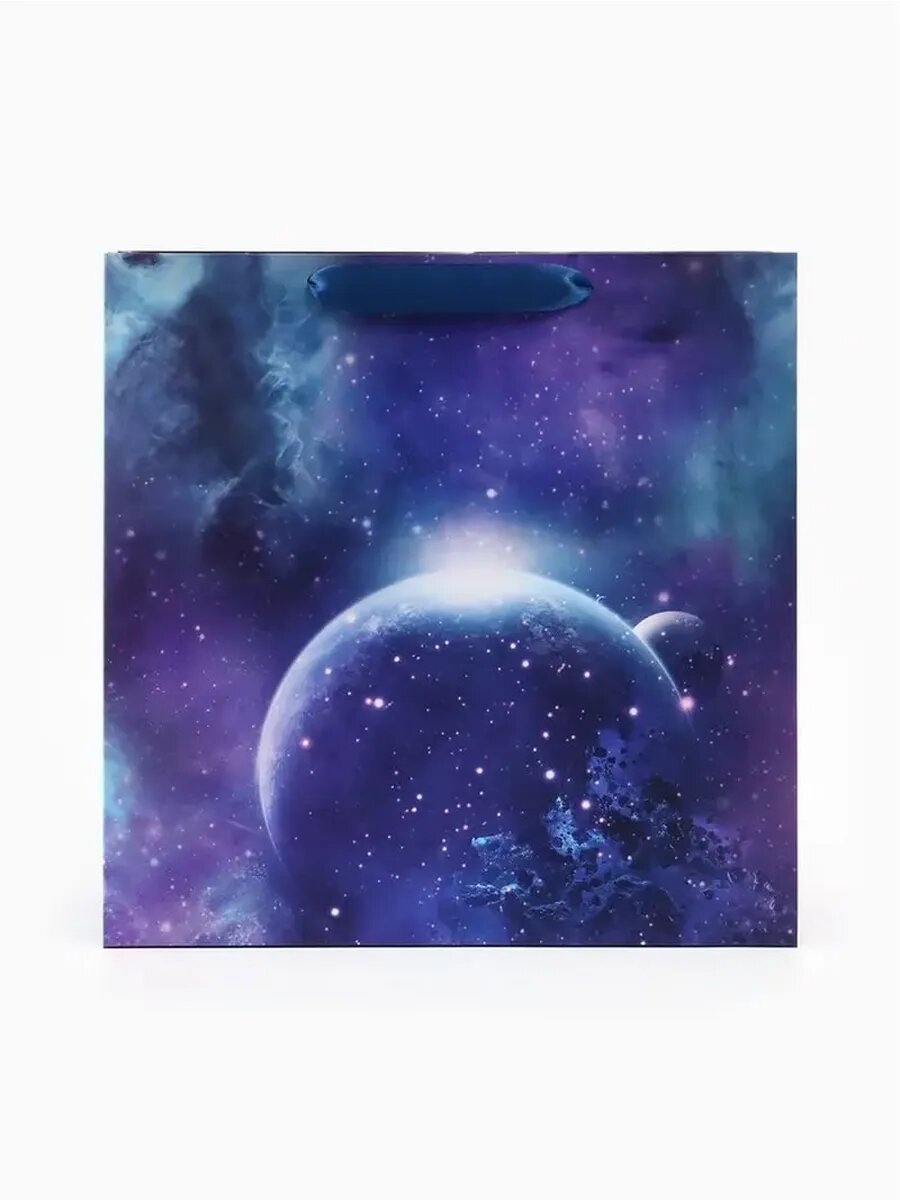 Ламинированный подарочный пакет Космос 30x30x12 см