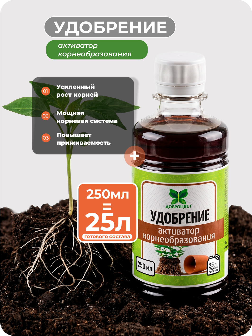 Удобрение, активатор корнеобразования - 0,25 л.