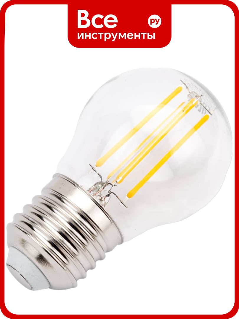 Светодиодная лампа General Lighting Systems Филамент прозрачный E27 10Вт 230В 910Лм 2700К Теплый белый свет Шар GLDEN-G45S-12-230-E27-2700 661012