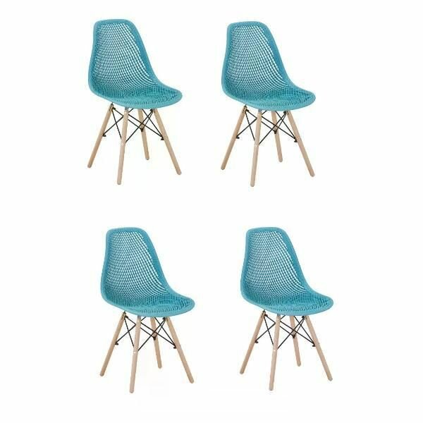 Стул обеденный СтулБержи Стулья для кухни Eames Mesh, сине-зеленый (комплект из 4 шт)
