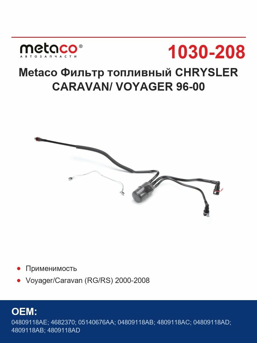 Metaco Фильтр топливный CHRYSLER CARAVAN/ VOYAGER 96-00