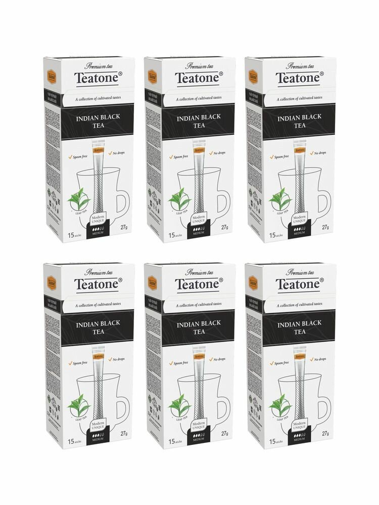 Teatone Чай черный индийский 15 стиков по 1.8 г, 27 г, 6 шт