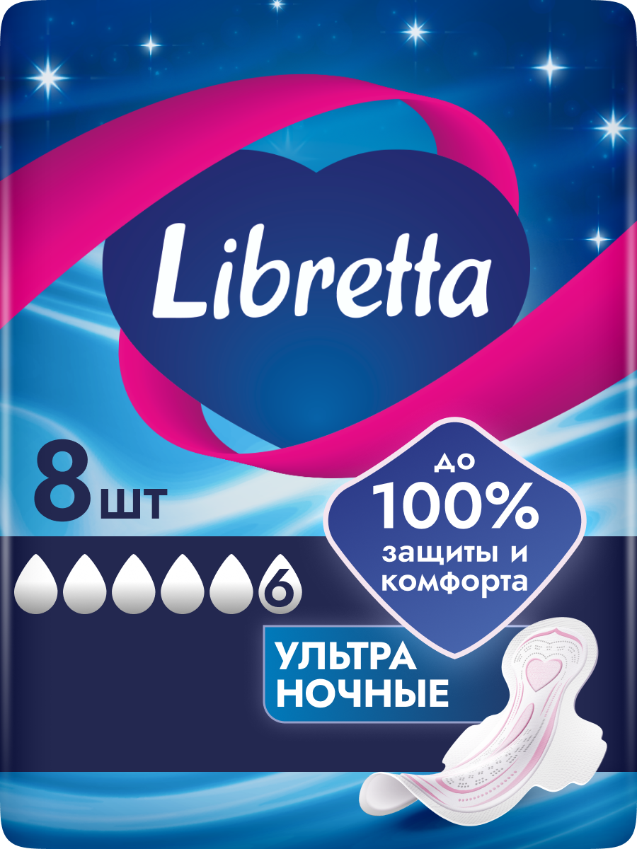 Прокладки Libretta Ультра Ночные с мягкой поверхностью, 8 шт