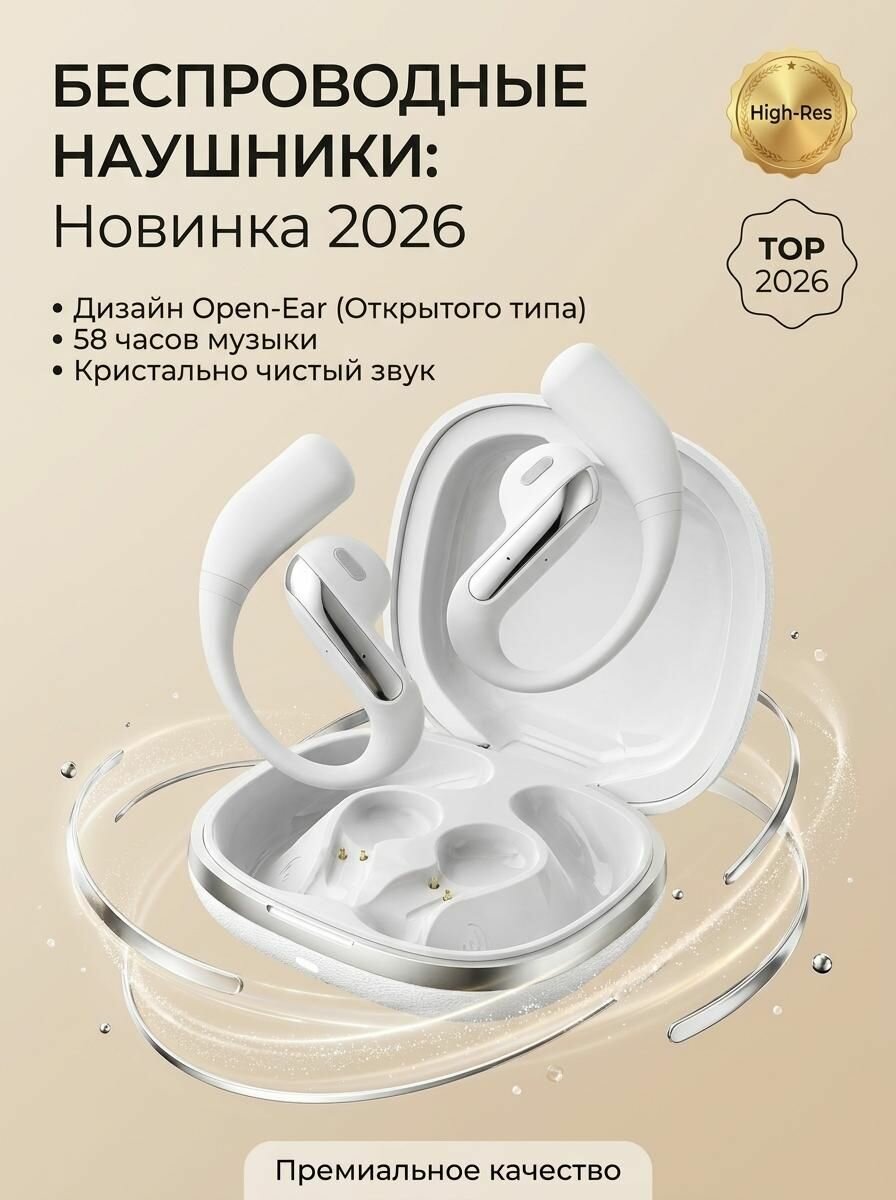Беспроводные наушники открытого типа TWS для спорта, с микрофоном, Bluetooth 5.4, 58 часов работы