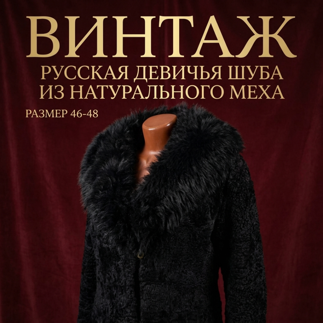 Винтажная женская шуба, длина 100 см, полуобхват груди 55 см.
