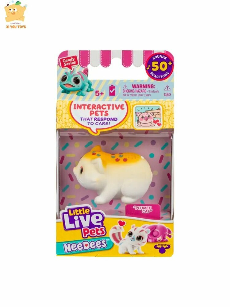 Little Live Pets NeeDees Candy Series Plumee Cat / Интерактивные живые игрушки для домашних животных - идеальный новогодний подарок на 2026 год.