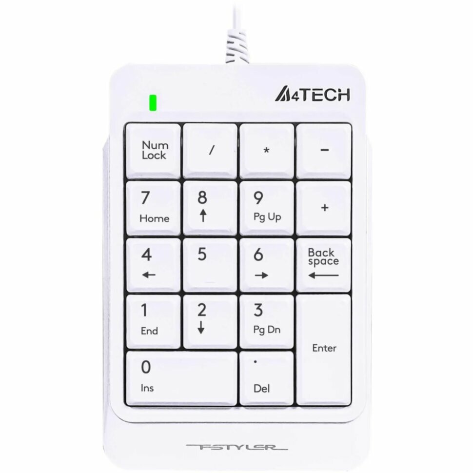 Клавиатура A4Tech Fstyler FK13P цифровой блок USB slim д/ноут (FK13P WHITE), 1777631