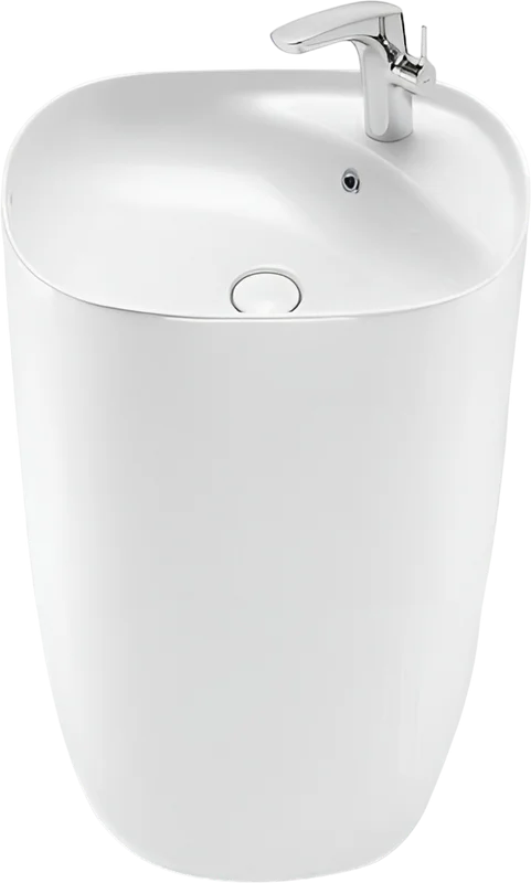 Раковина напольная SantiLine SL-4018 50 глянцевая белая, прямоугольная, моноблок, фаянс
