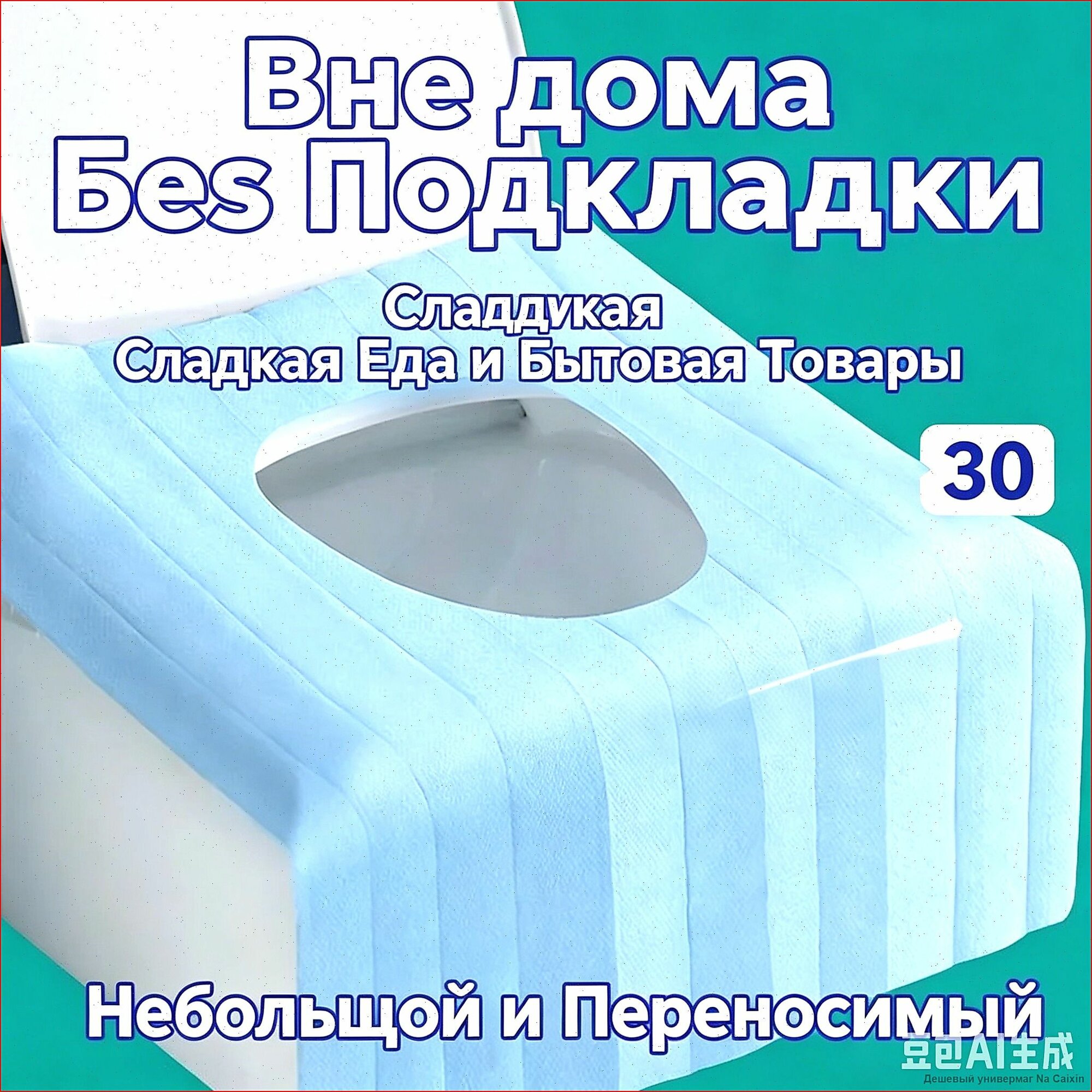 Покрытие на унитаз, полное покрытие, одноразовое, водонепроницаемое, 200 г, 30шт.