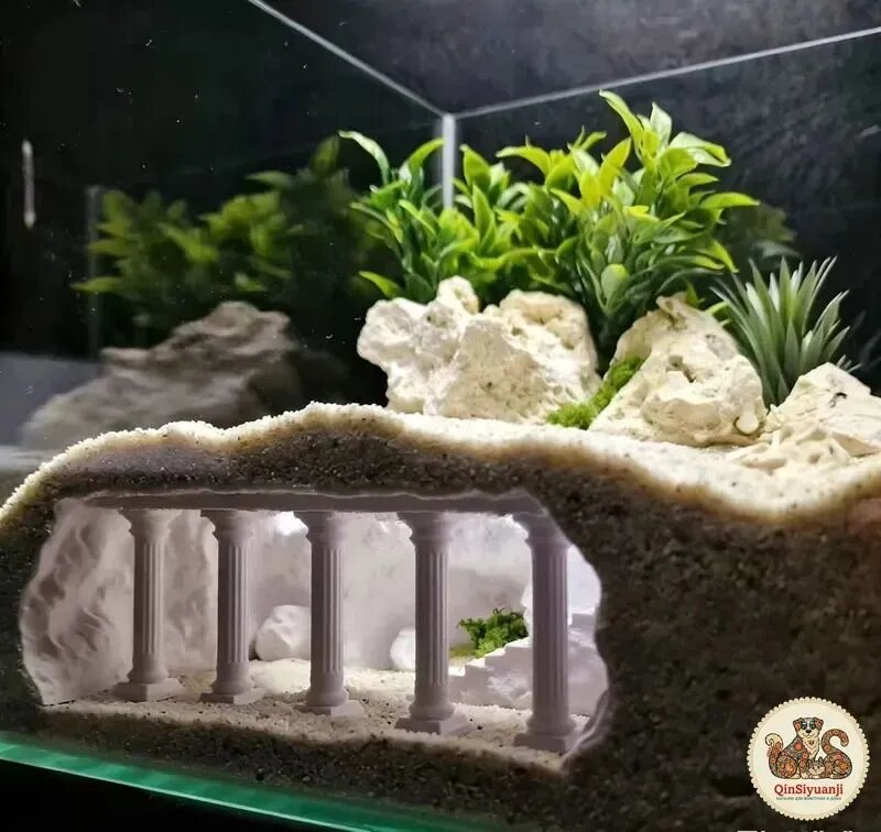Украшение аквариума в пещере Колизей, угловое укрытие для рыб и креветок, S