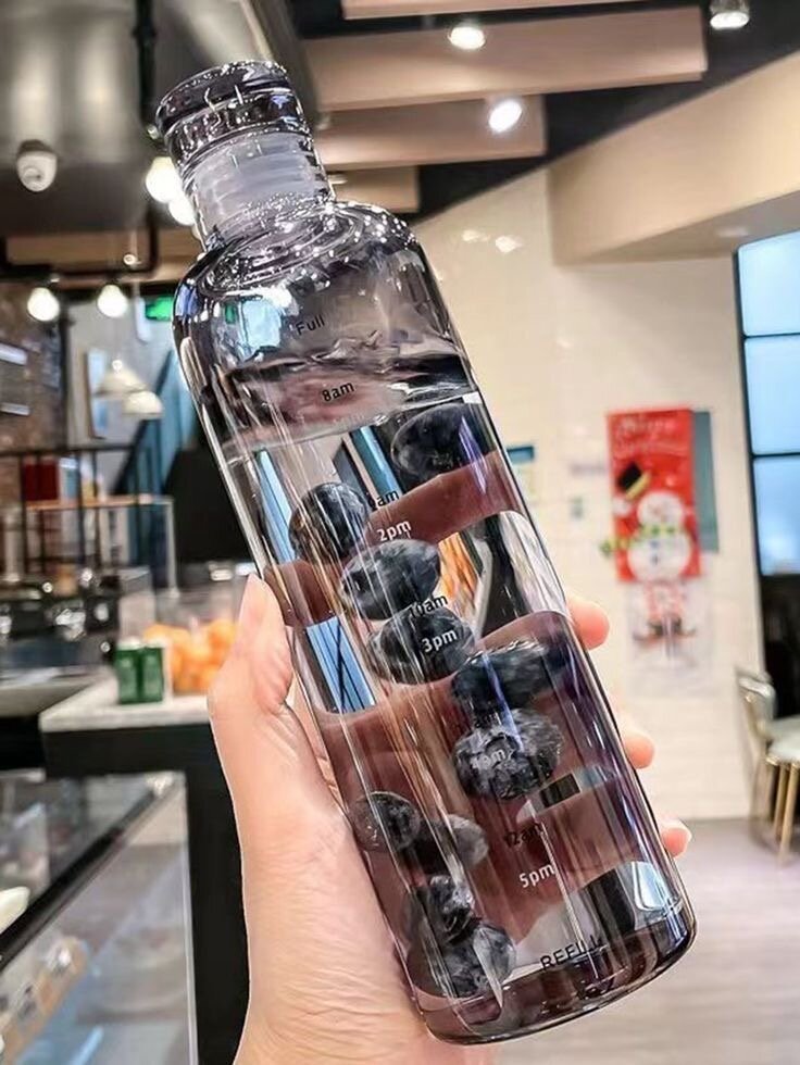 Бутылка для воды, пластиковая, спортивная, с шкалой времени, 500 мл, затемненный