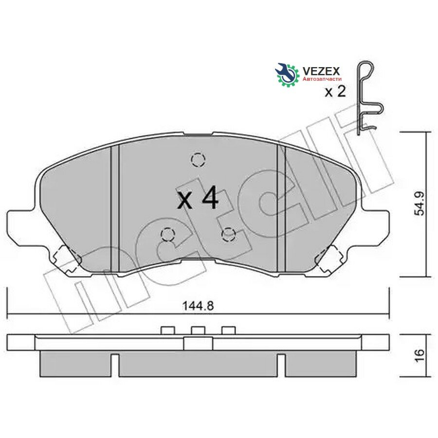 METELLI 2204810 колодки дисковые передние!\ Mitsubishi Space Runner 2.0i 16V/2.4GDi 99>