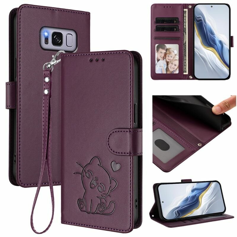 Чехол книжка для Самсунг галакси S8 Plus и S8+ и G955 ( Samsung Galaxy S8 Plus и S8+ и G955 ) кожаный с магнитной застежкой, с функцией подставки, коротким шнурком