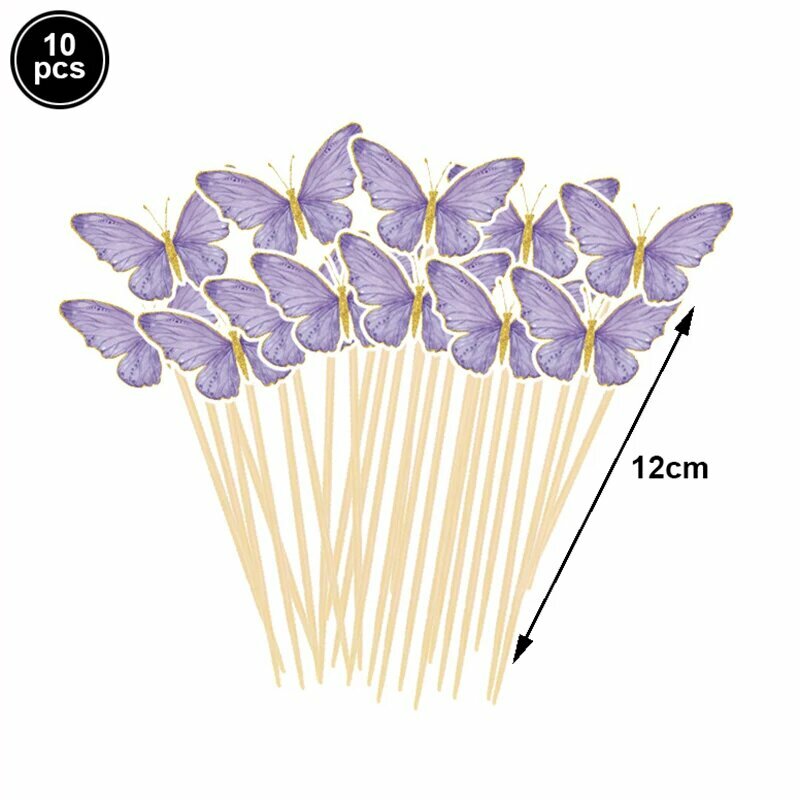 Топперы для торта бабочки PartiesTour Фиолетовый, 10pcs