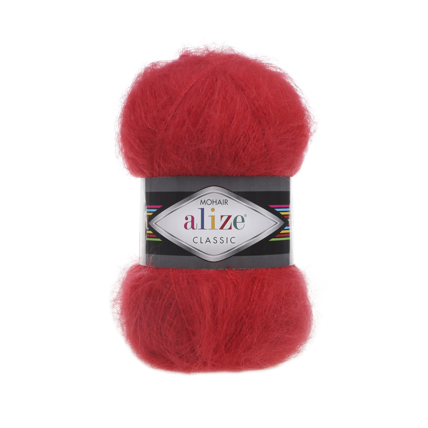 Пряжа для вязания Alize Mohair classic new 56 красный 100 гр/200 м 25% мохер, 24% шерсть, 51% акрил