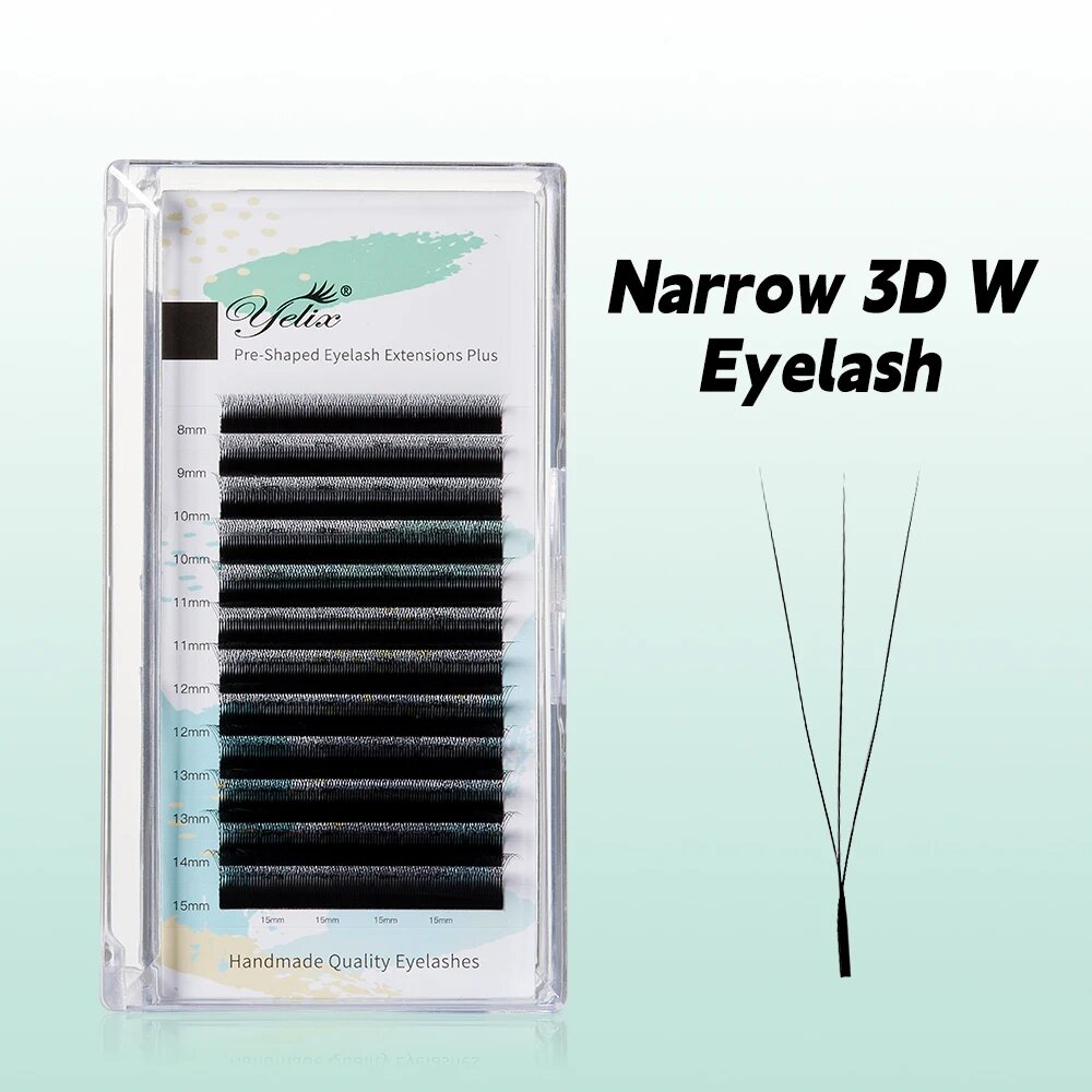 Наращивание ресниц Yelix W-образной формы 3D 4D 5D D, 0,10 мм, Mix 8-12mm, Narrow 3D W Shape