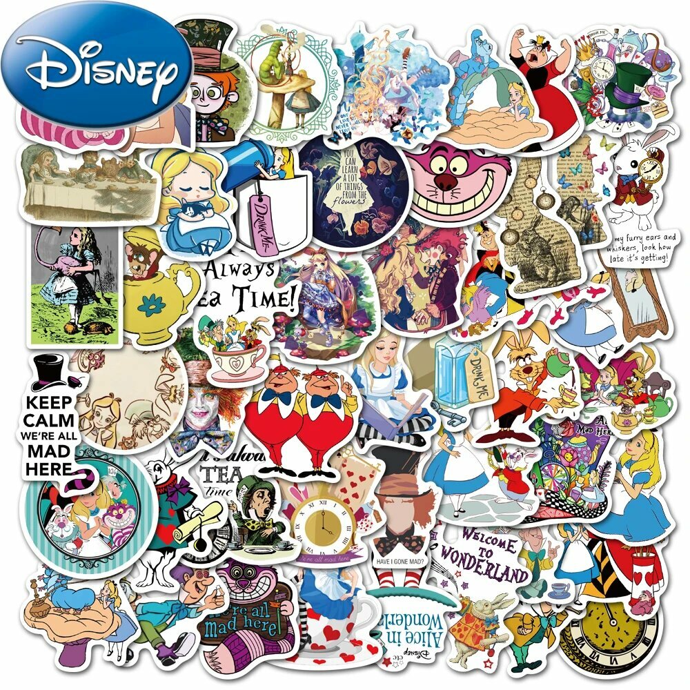 Водонепроницаемые Наклейки Disney «Алиса В Стране Чудес», 10/30/50 Шт, Наклейки С Персонажами Мультфильмов Для Багажа