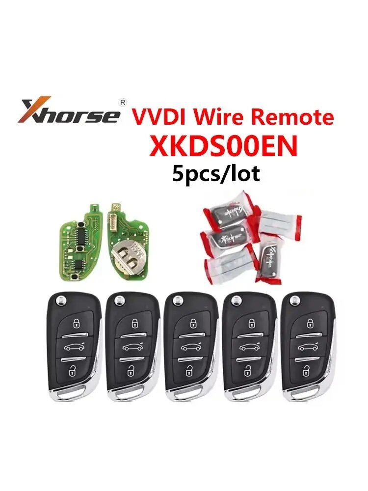 5 шт./лот Xhorse XKDS00EN 3 кнопки универсальный VVDI провод дистанционный автомобильный ключ DS стиль для VVDI2/Mini/ключевой инструмент Max