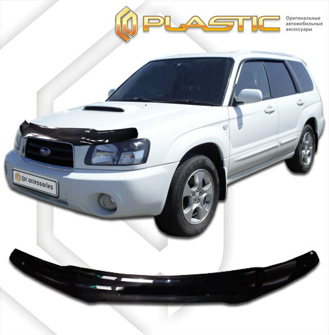 Дефлектор капота Subaru Forester 2002-2005 Черный глянцевый СА Пластик