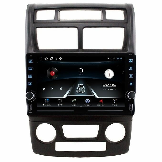 Магнитола R320 Киа Спортедж 2 с климат-контролем Kia Sportage 2 2004-2010 - Android 13 - Память 2+32Gb - CarPlay + Android Auto - IPS экран - Кулер