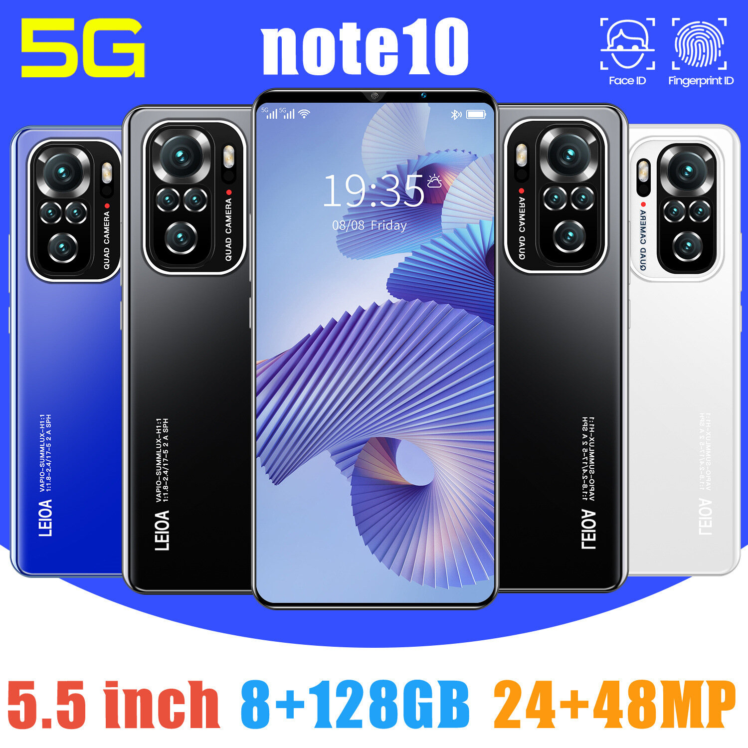 Смартфон note10 Pro 5.5 дюймов Android синий 1ГБ 128ГБ欧规