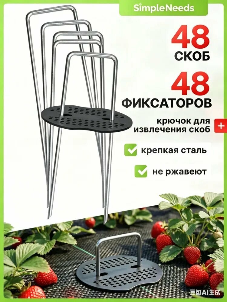 Колышки садовые6.5 х 6.5мм, Оцинкованный металл, 48 шт