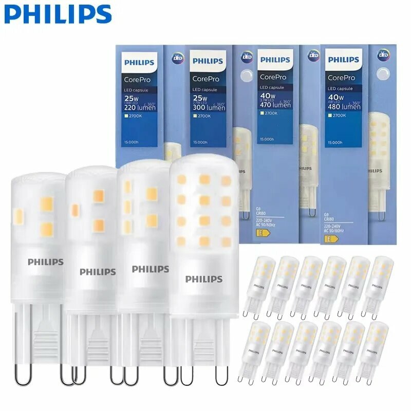 Игловой конденсатор Philips LED G9 1,9W 2,7W 3,7W 4W CorePro лампы, 2700K теплый 220 - 240V кристаллическая лампа миссии вместо галогенированной лампы G9.