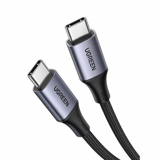 Кабель UGREEN US535 (90440) USB-C to USB-C 240WPD Fast Charging Cable в оплетке. Длина: 2 м. Цвет: серый космос.