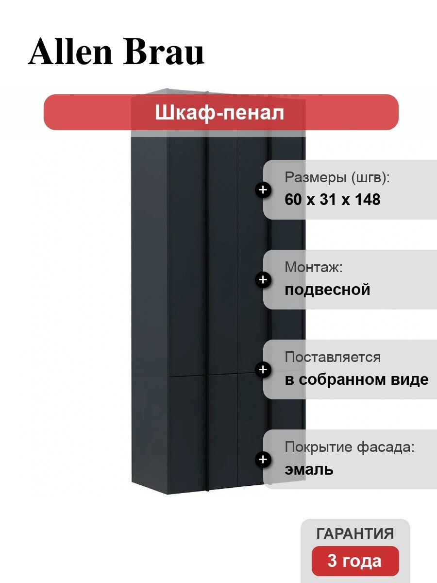 Шкаф пенал для ванной Allen Brau Reality 60 антрацит матовый 1.32003. AM