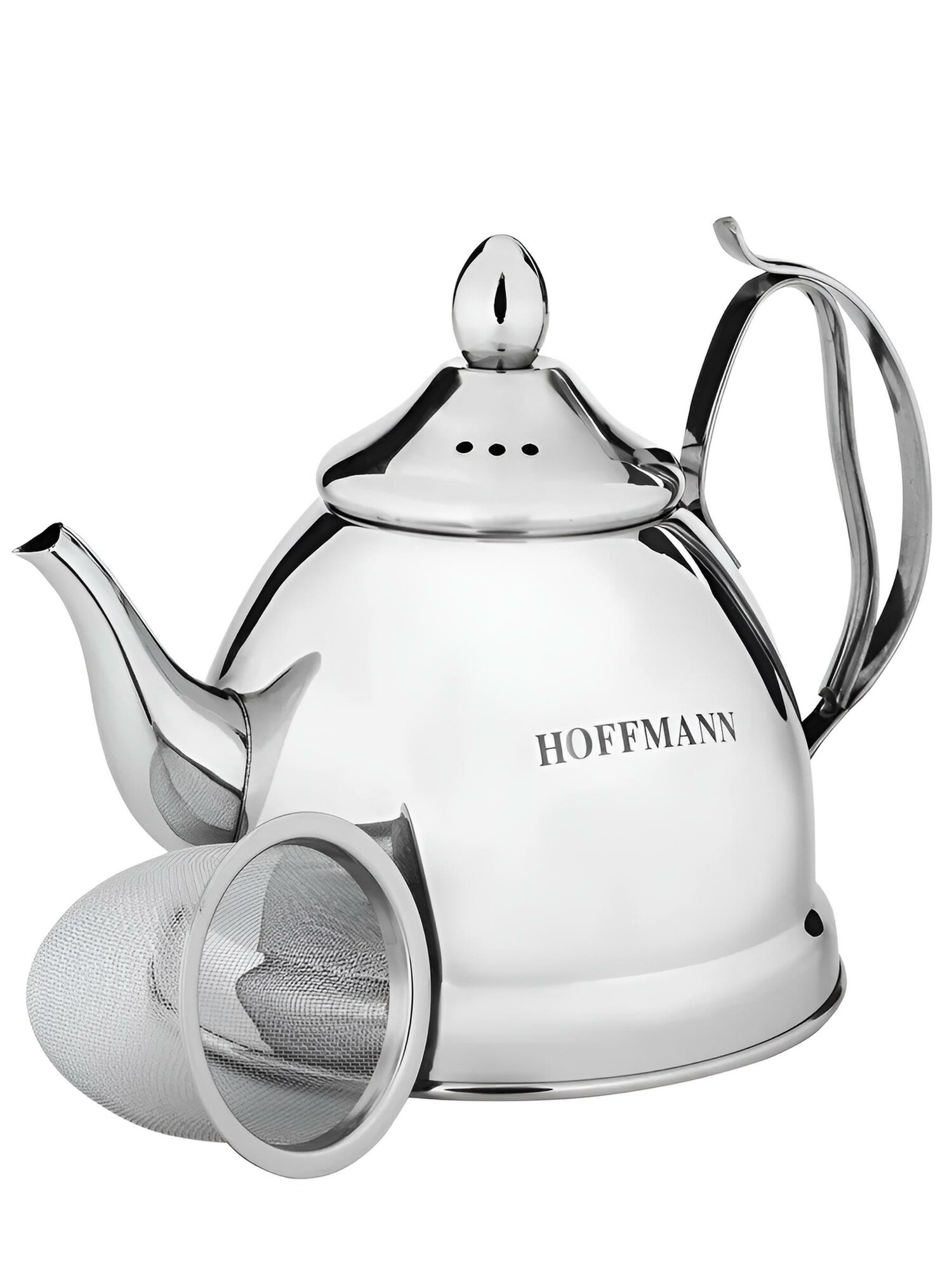 Чайник заварной Hoffmann HM5514, нерж. сталь, зеркальный, серебристый, 1,2 л