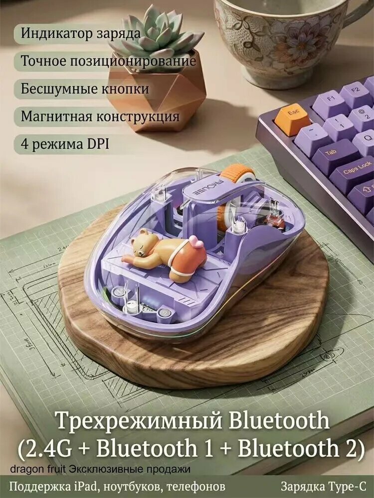 FMOUSE Мышь беспроводная, лиловый
