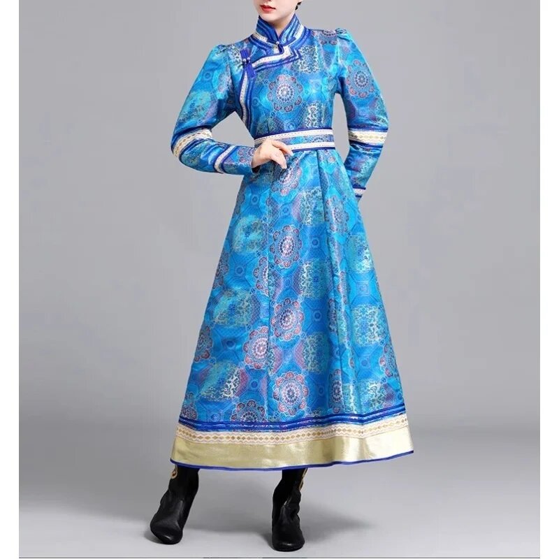 Монгольское традиционное платье Синий, XL 140-155 pounds, Light blue