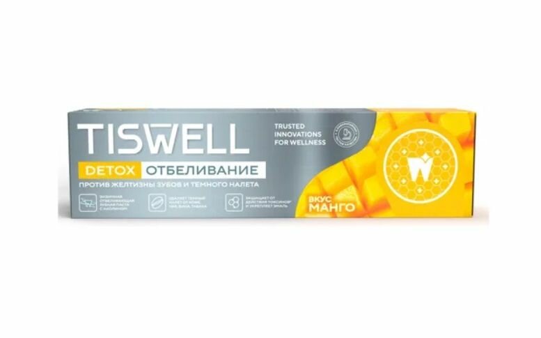 Tiswell Зубная паста Энзимная отбеливающая с каолином, Манго, 110гр