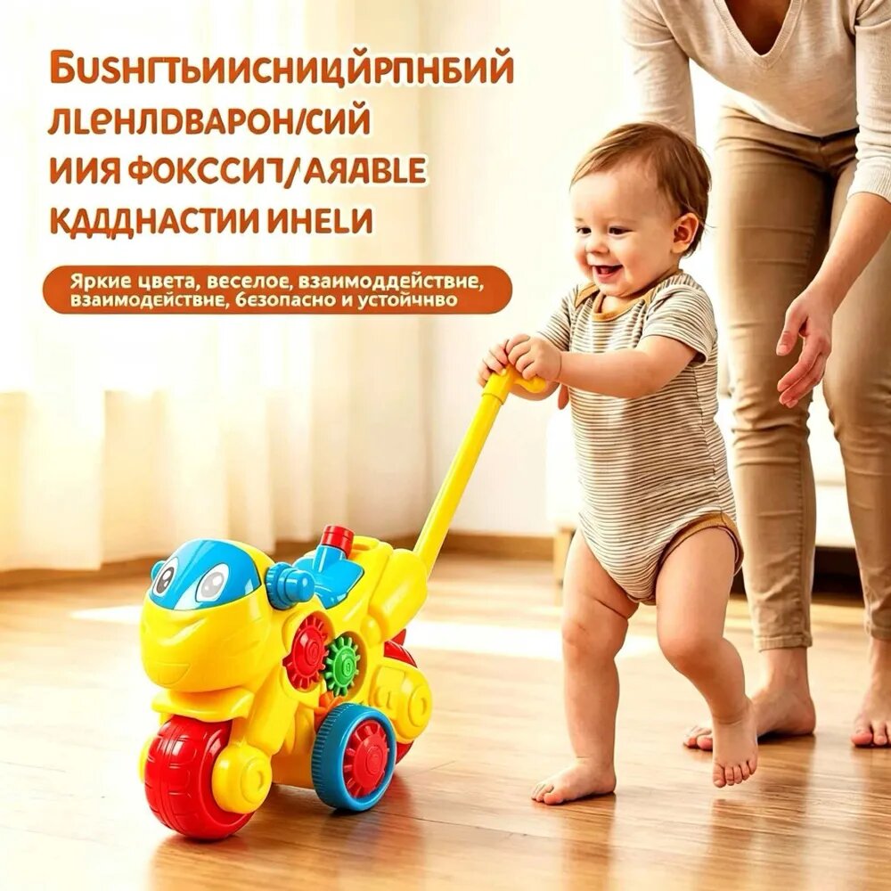 Детская каталка-паровоз на палочке