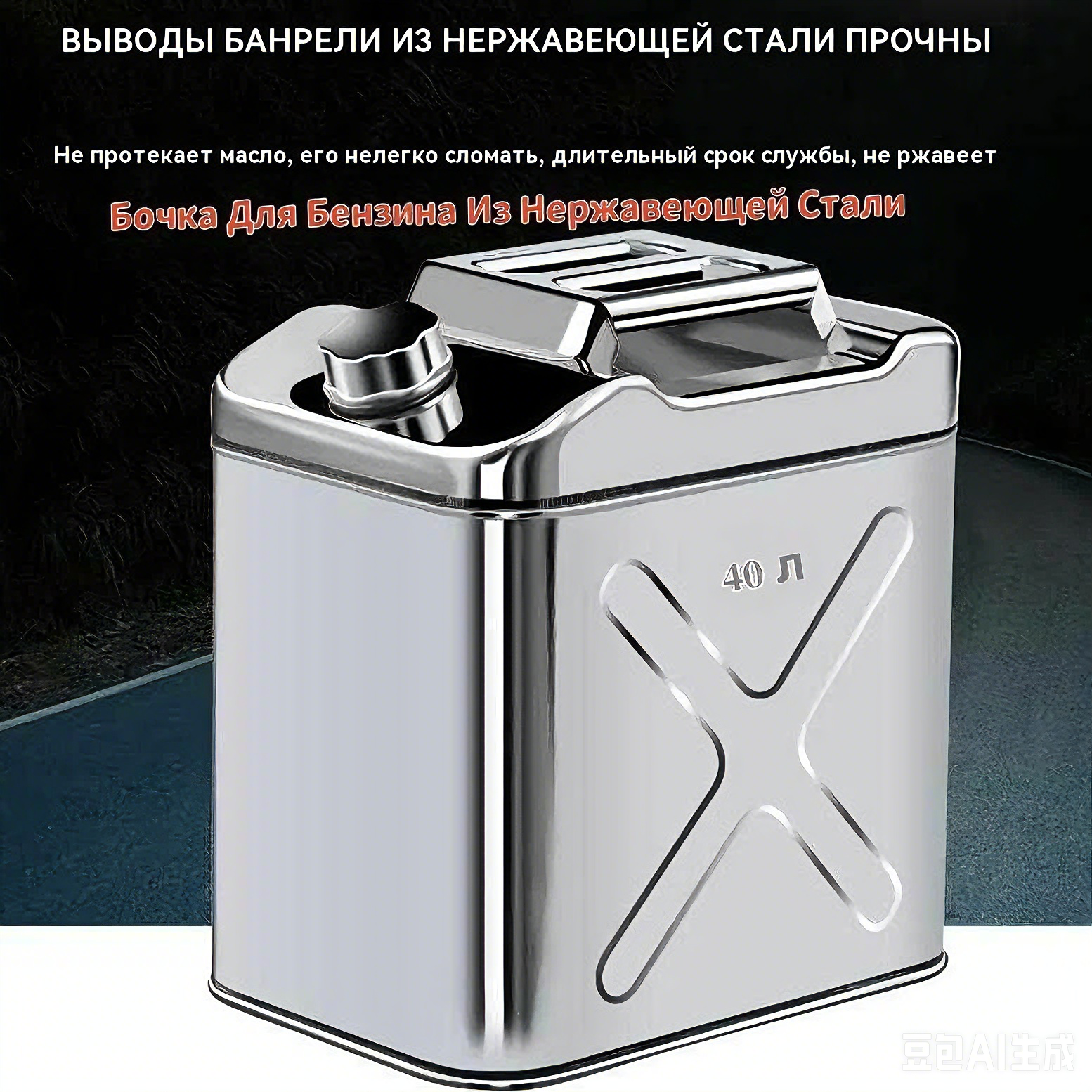 Бочка для бензина 201-40, нержавеющая сталь, серебристая, 40 л